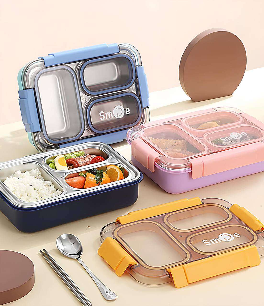 Yum-Tum Bento Box (3 Compartment) (Leak Proof) – KidKitIndia